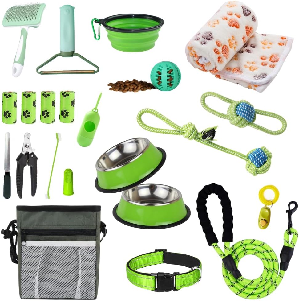 Pet Supplies : PupLuxe Puppy Starter Kit - Green 22 Piece Bundle Great ...