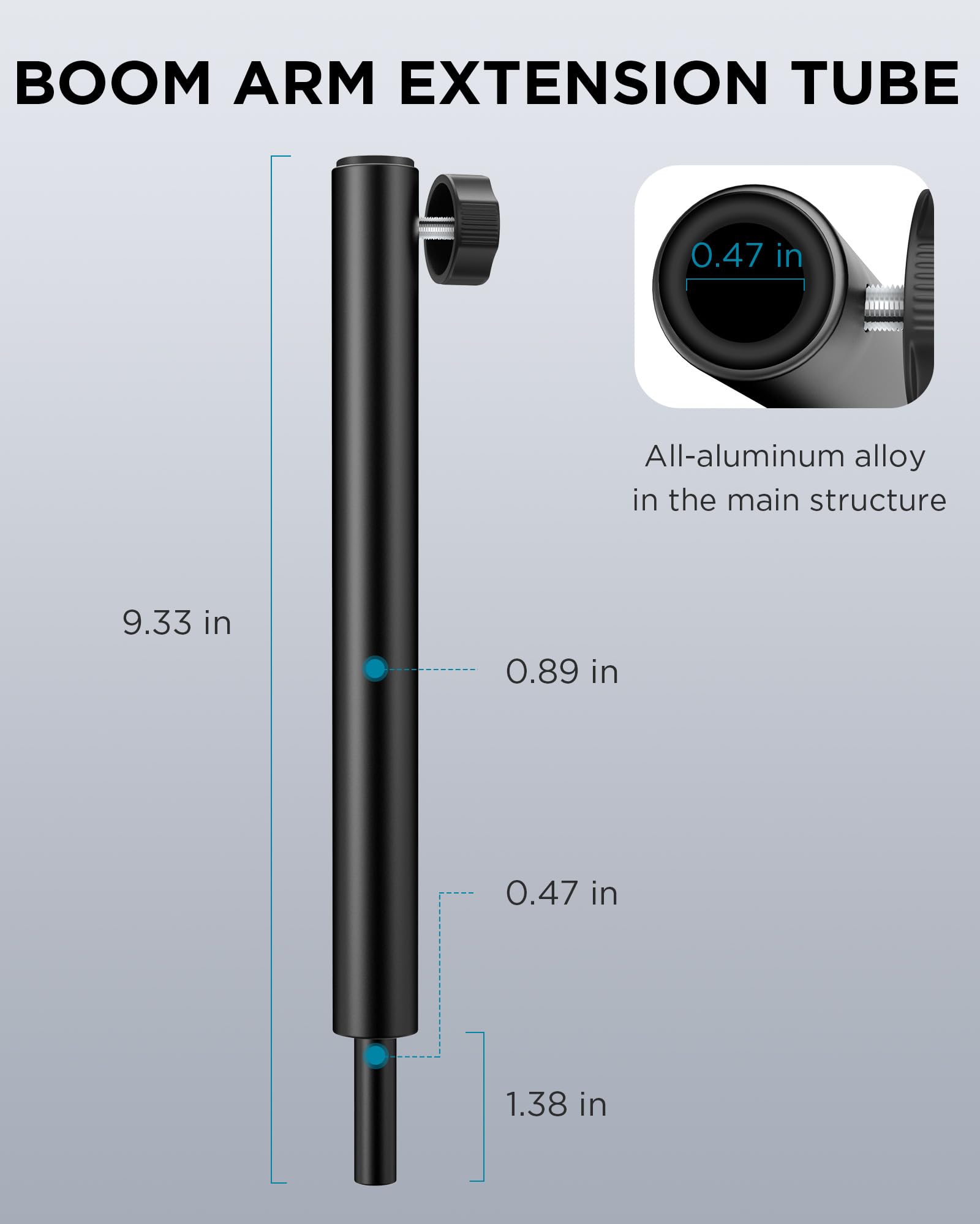 Snapklik.com : Microphone Boom Arm Extension Tube Aluminum Alloy Mic ...