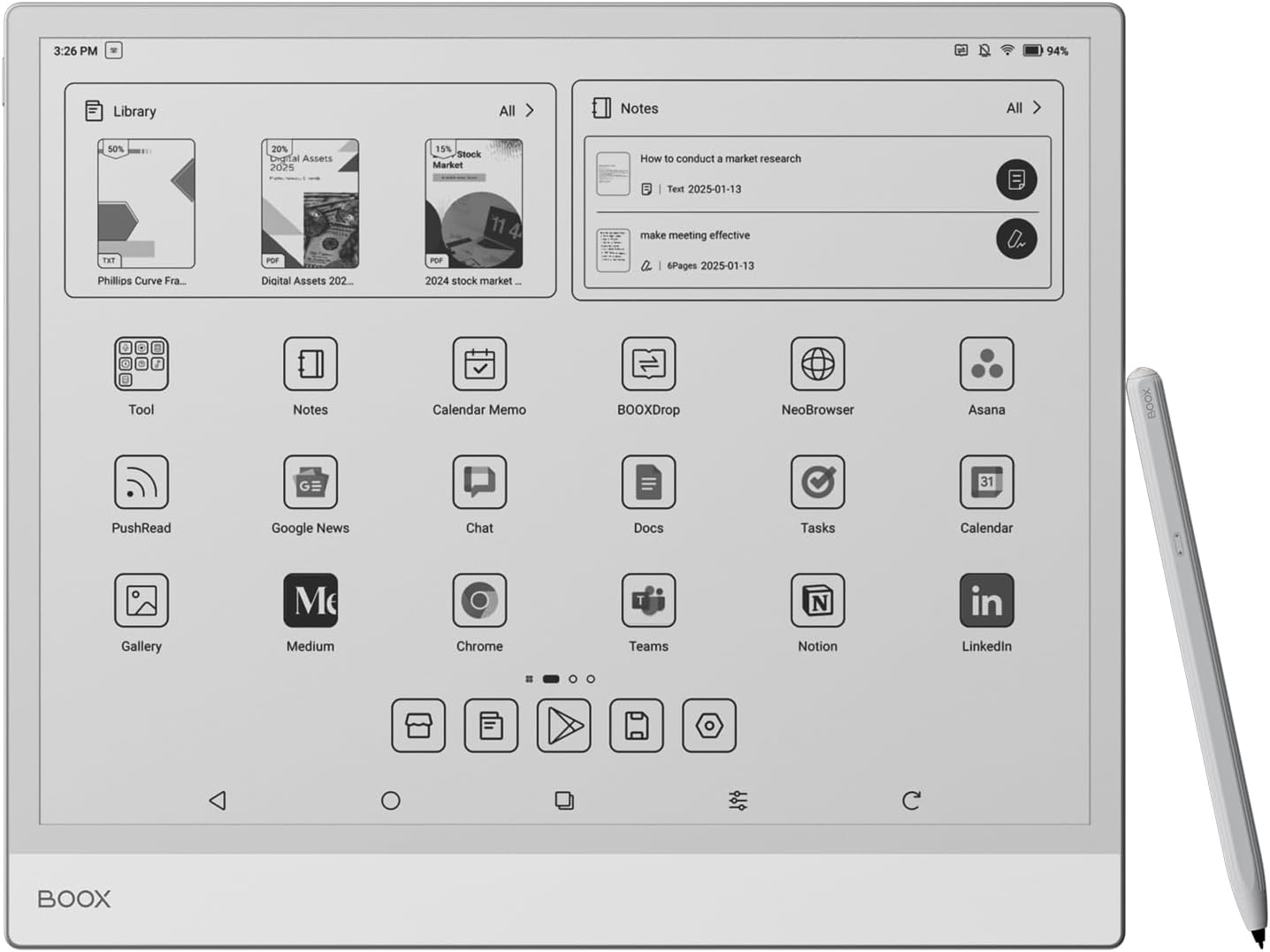 BOOX Tablet Note Max 13,3" Bloc de notas N/B 300 PPP 128 GB Android 13 ...