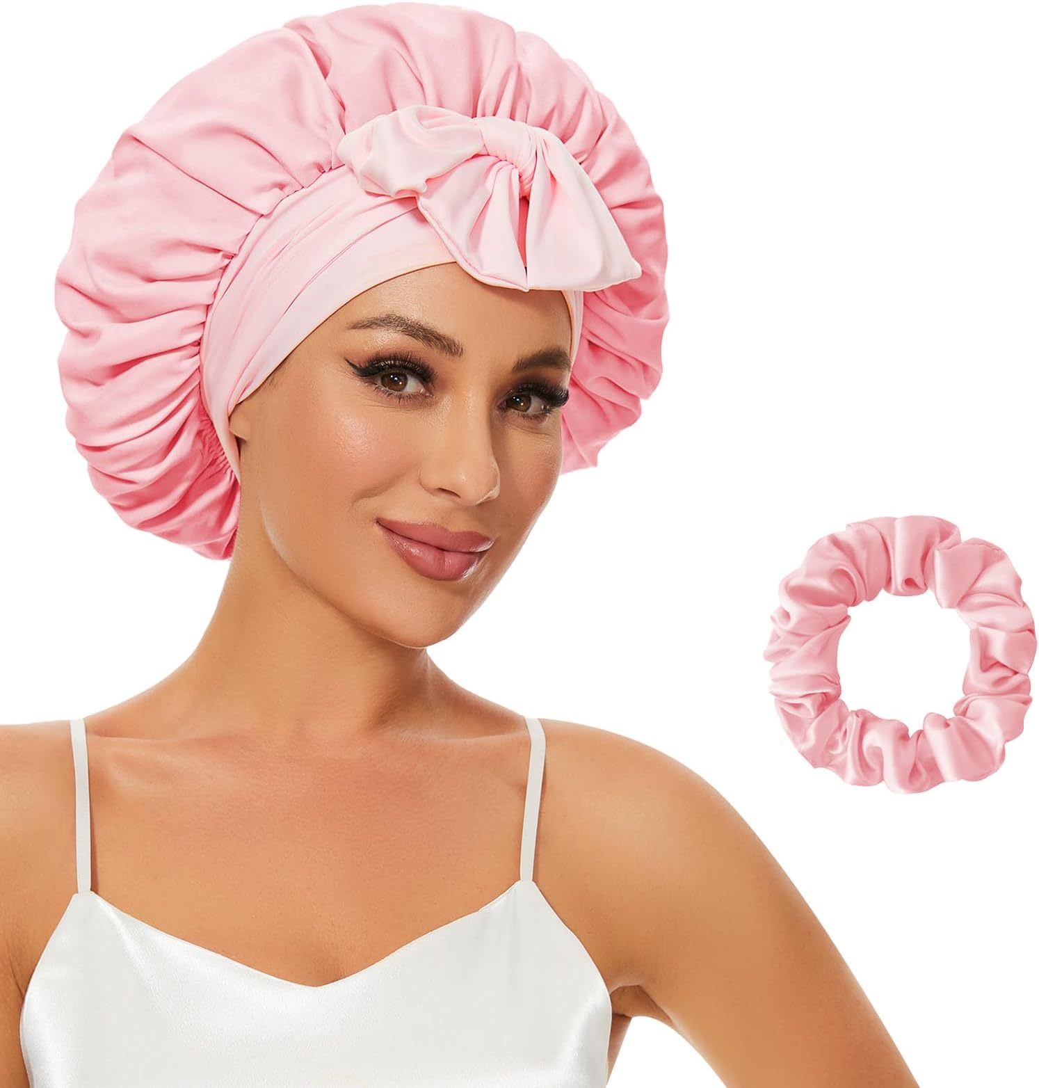Amazon.com : Silk Bonnet Satin Bonnet for Sleeping Curly Hair Cover ...