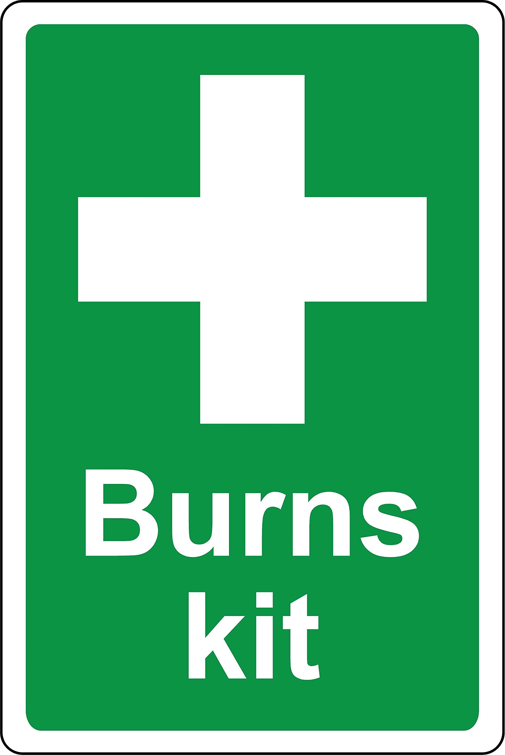 Burns kit Safety sign - Self adhesive sticker (150mm x 100mm) : Amazon ...