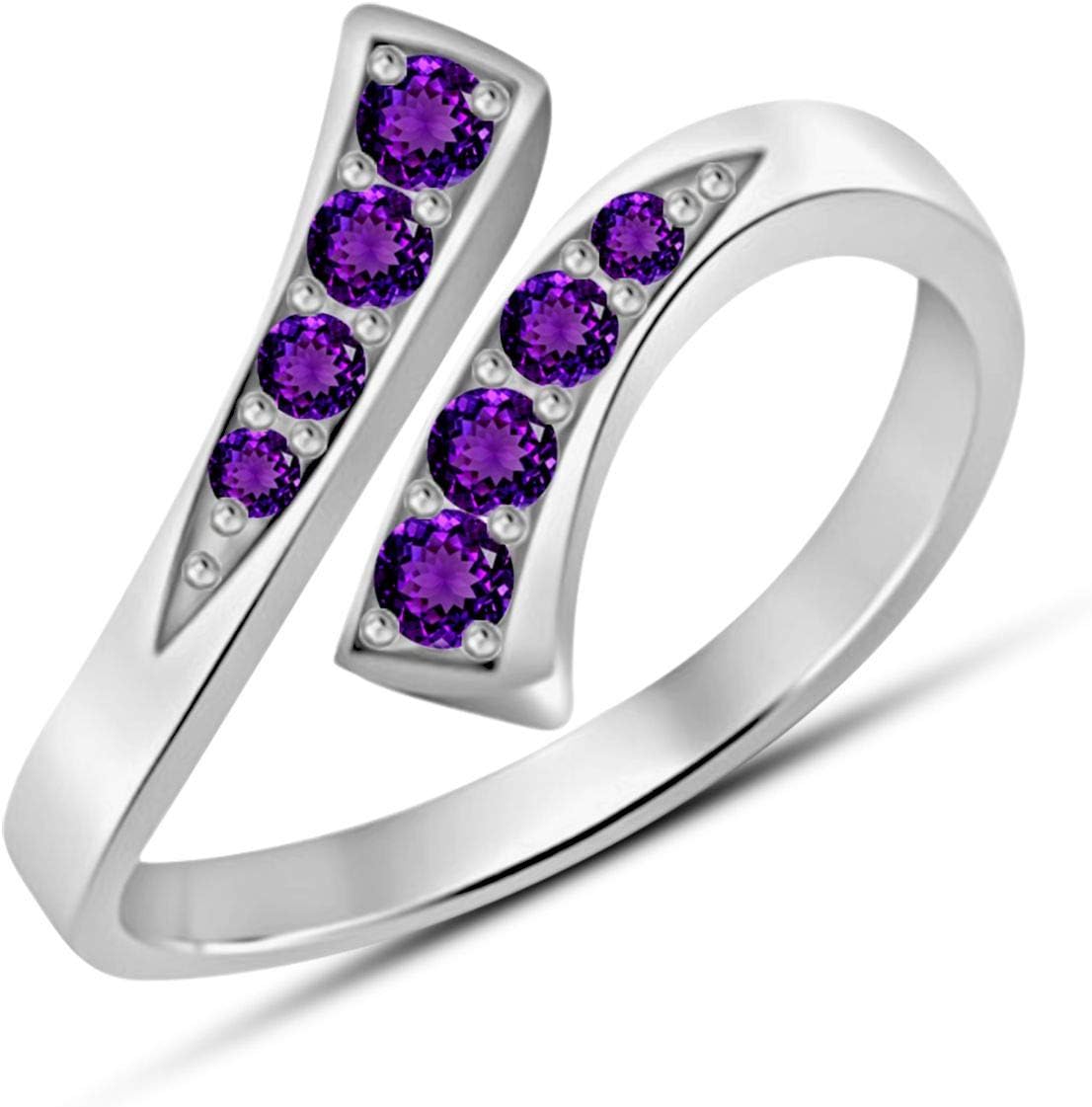 Amazon.com: Gemstar Jewellery Brilliant Cut Amethyst Adjustable Bypass ...