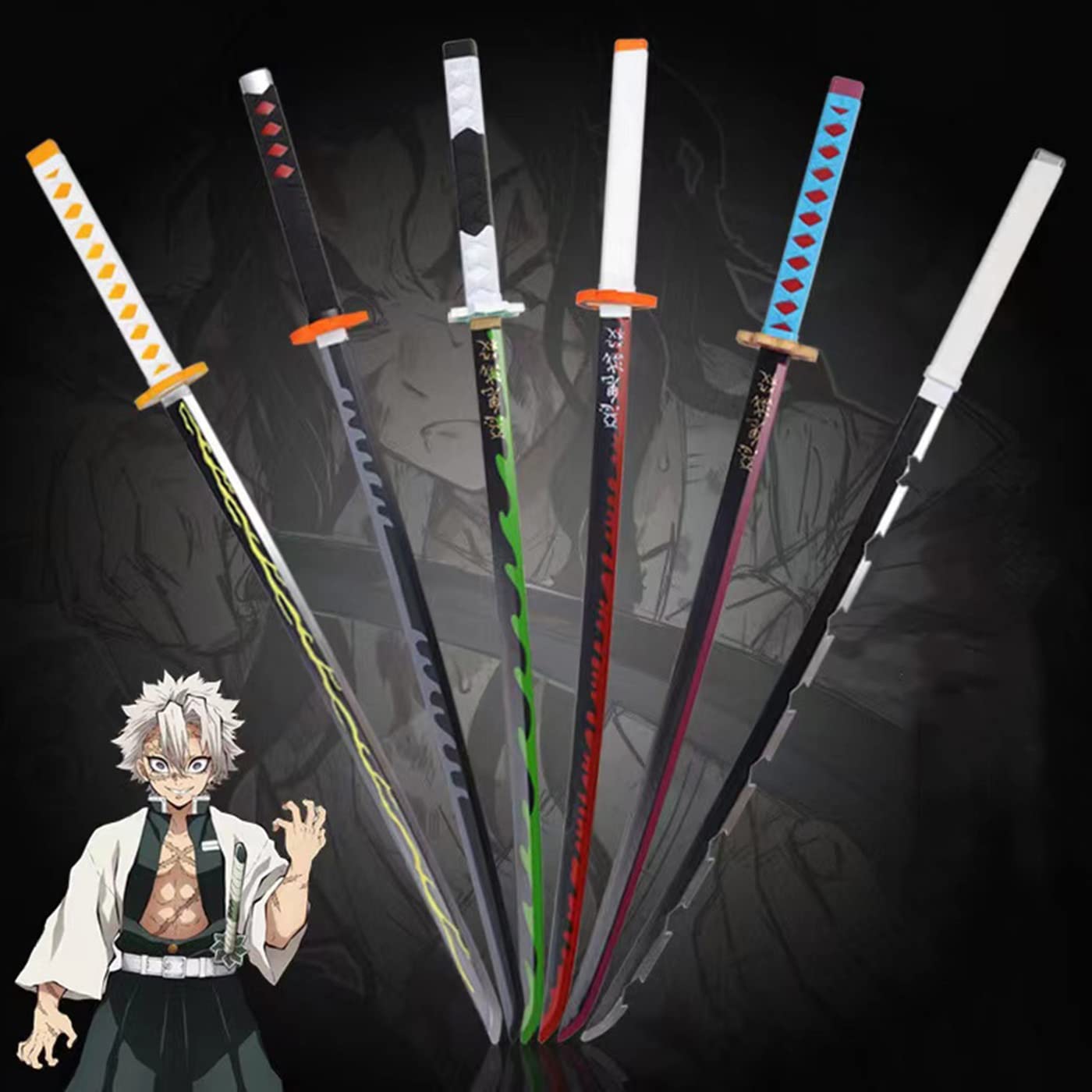 Buy Samurai 104cm Demon Slayer Anime Wood Bamboo Katana Hashibira ...