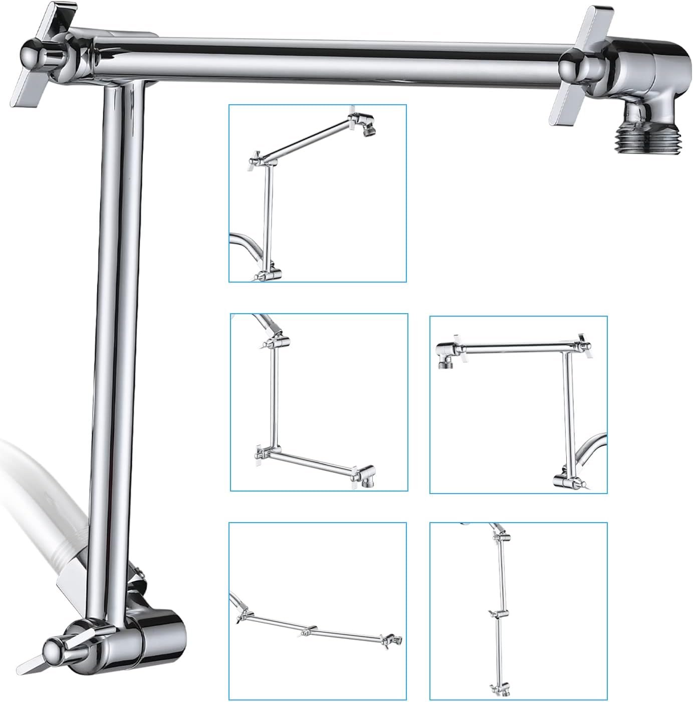 BRIGHT SHOWERS Brass Shower Head Extension Arm for Rain and Handheld ...