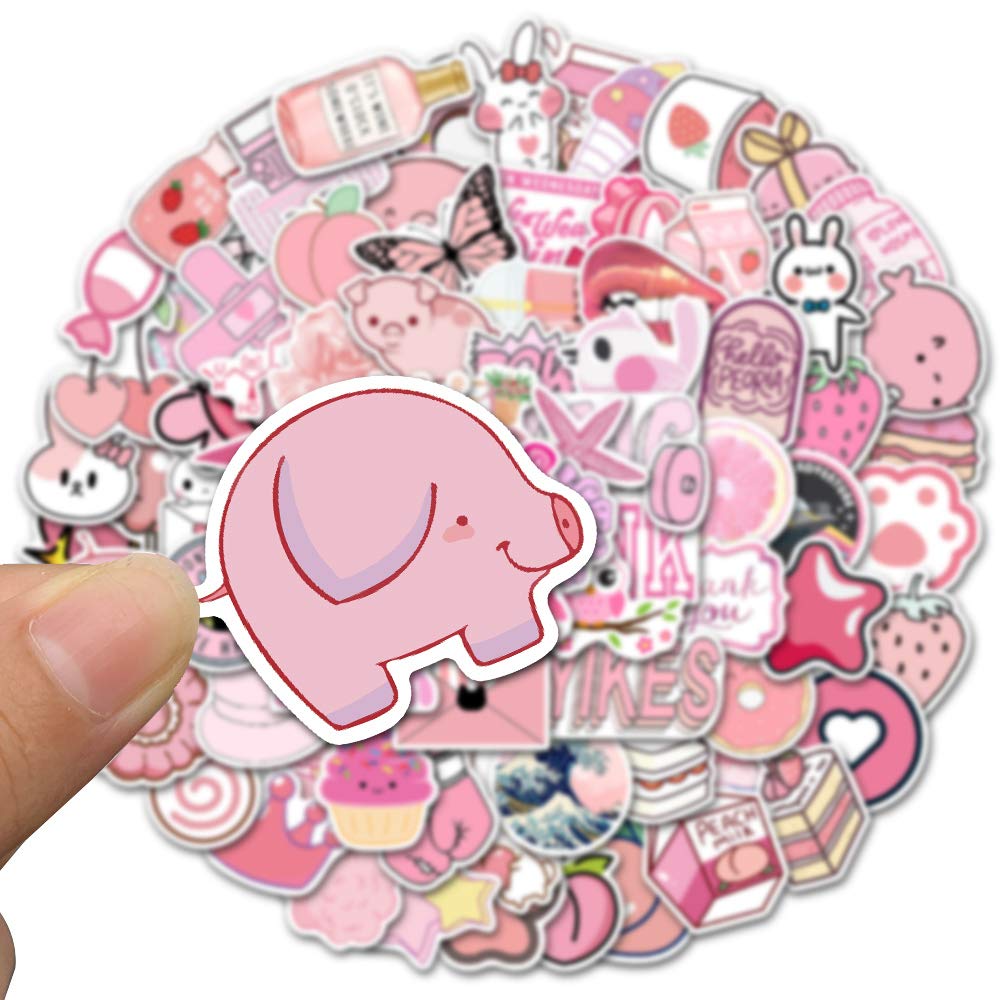 Buy 100PCS Cute Pink Stickers Aesthetic Kawaii VSCO Stickers Waterproof ...