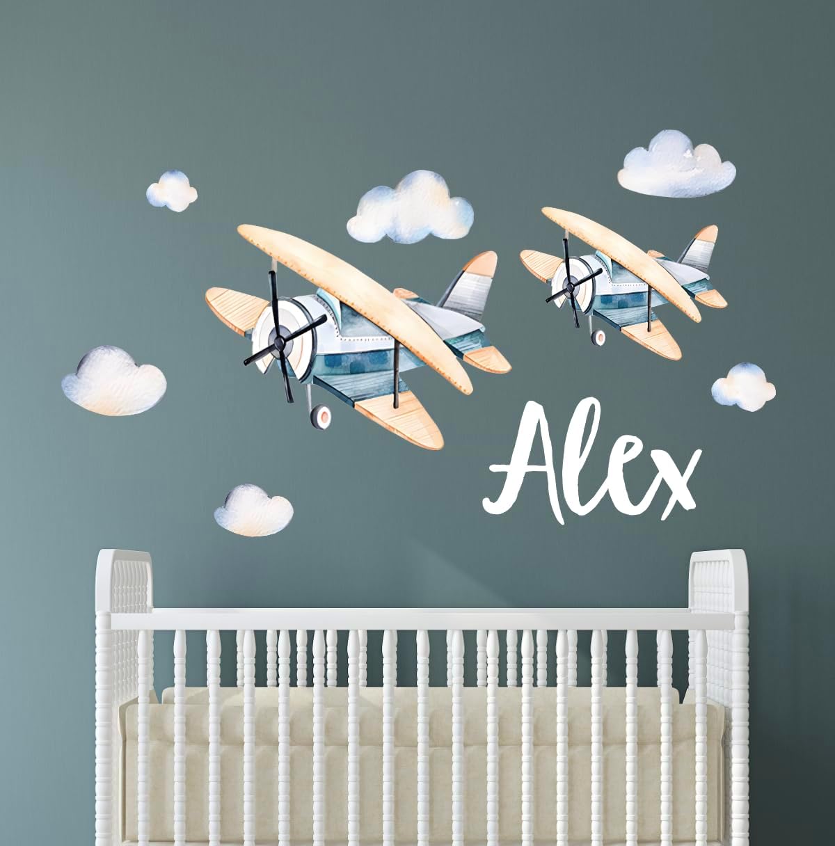 Amazon.com: Personalized Vintage Plane Name Wall Decals for Kids ...
