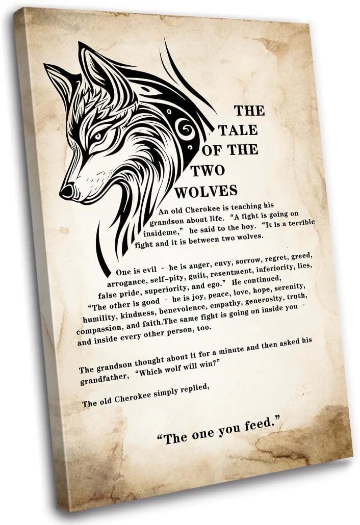 Amazon.com: ELEFOCUS Tale of Two Wolves Wall Art Native American ...