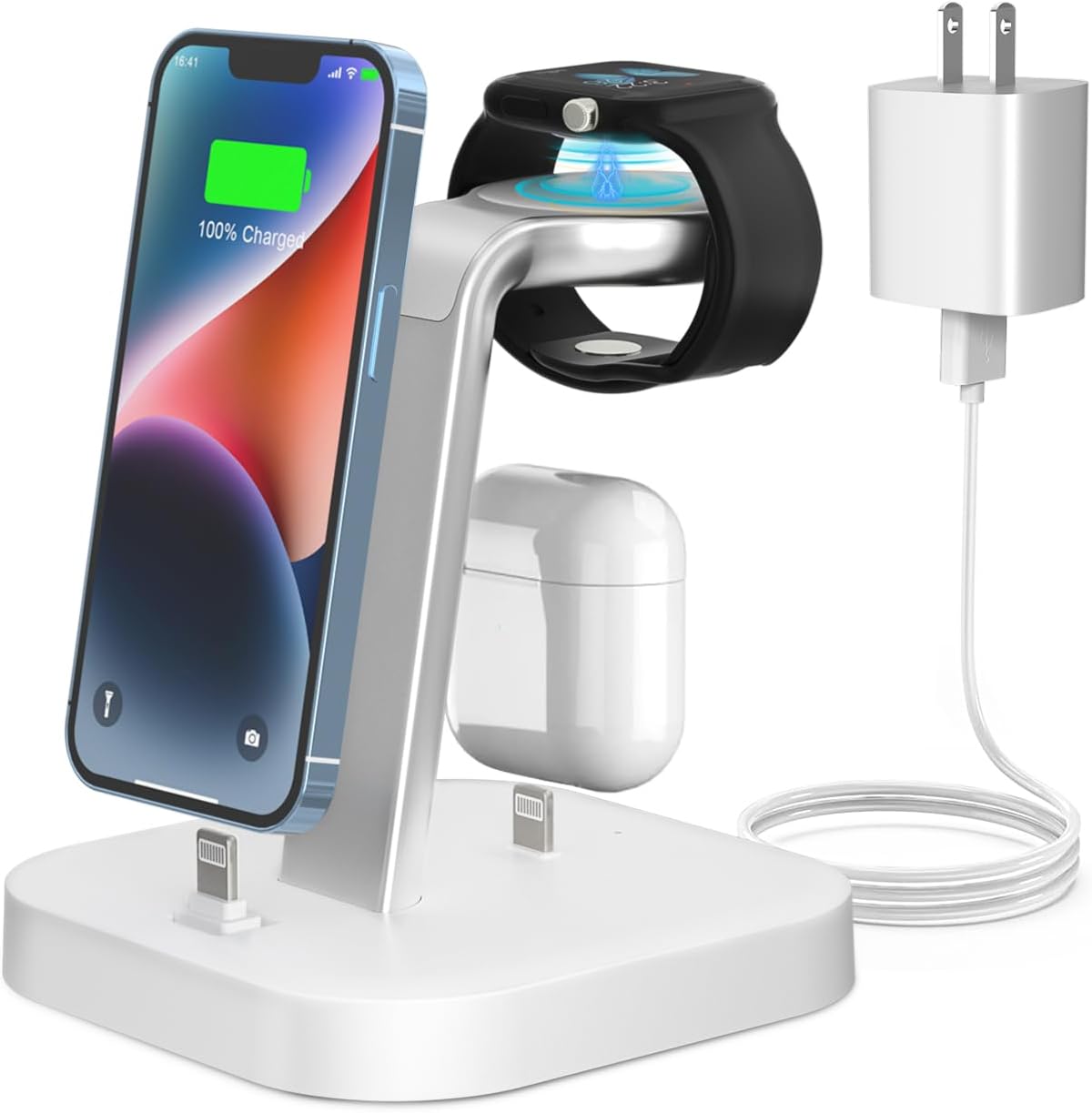 Amazon.com: 3 in 1 Phone Stand for Desk Aluminum Apple Watch Charger ...