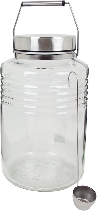 Amazon｜アデリア(ADERIA) MCコンテナー5L日本製 化粧箱入り 梅酒瓶 保存容器 梅瓶 保存瓶 米びつ ステンレスキャップ ガラス瓶 ガラス キャニスター 密閉容器 調味料入 瓶 ...