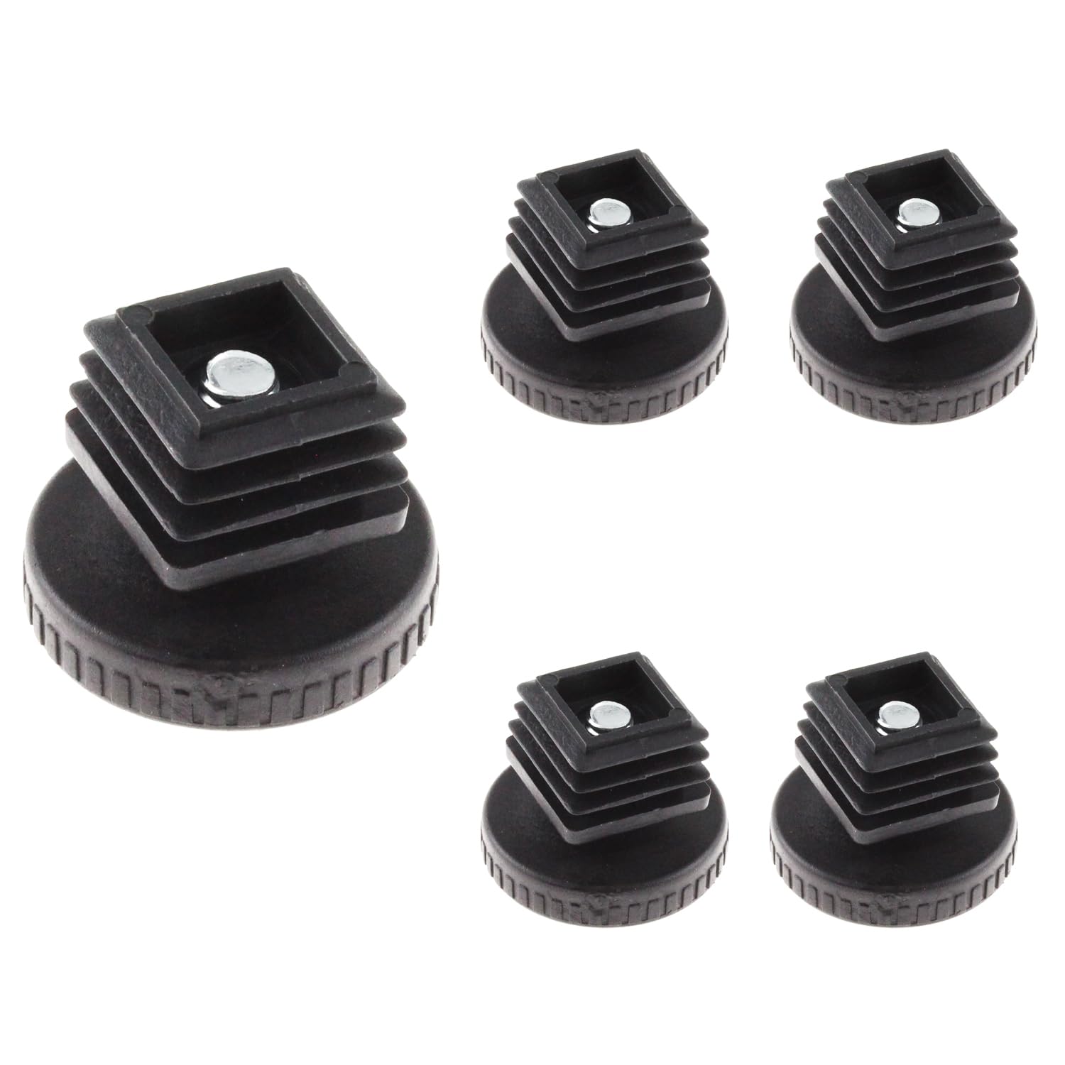 SQXBK 4PCS Adjustable Plastic Square Tube Nut Plugs 25x25 Black Height ...