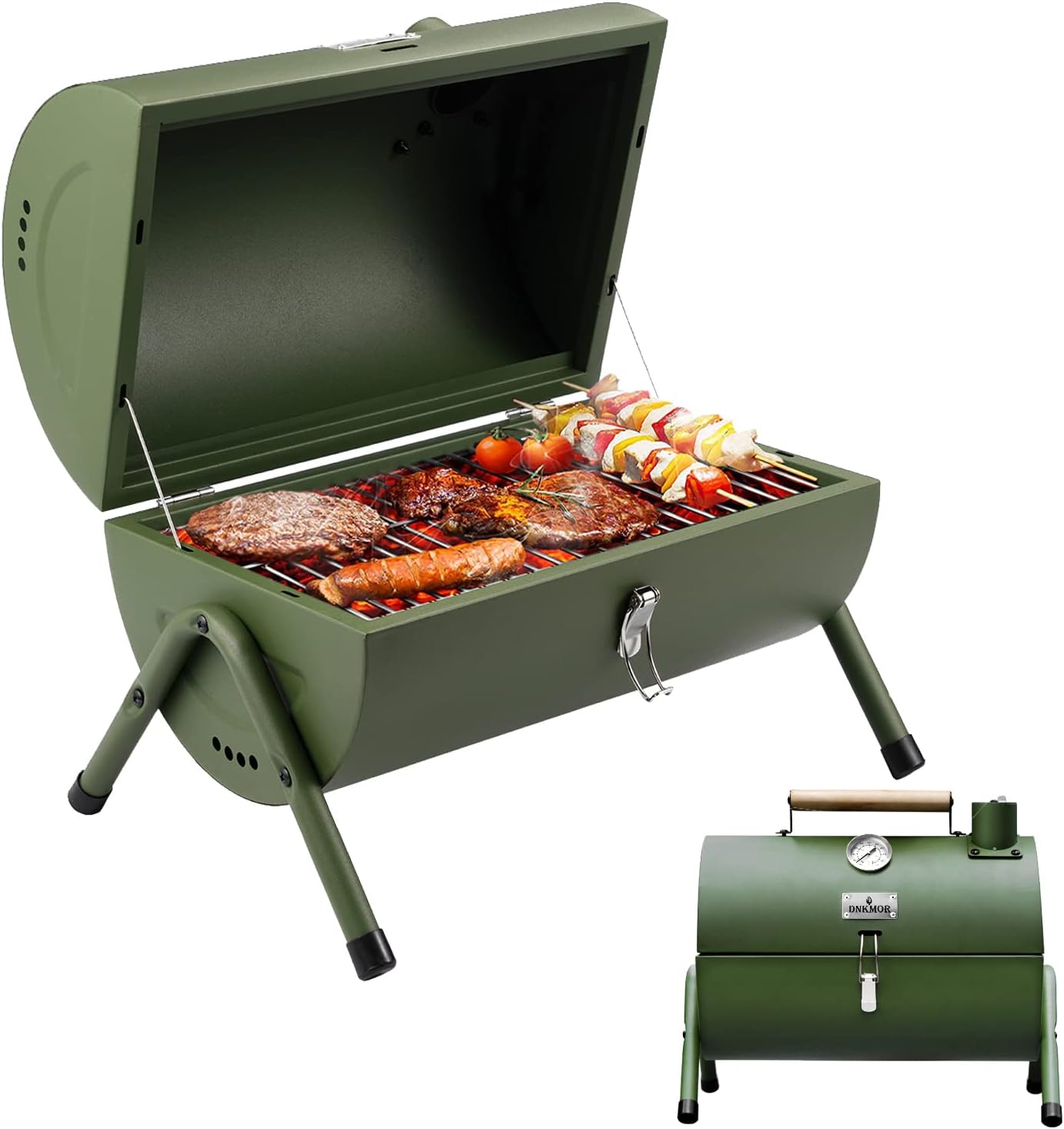Amazon.com: Portable Charcoal Grill, Tabletop Outdoor Barbecue Smoker ...
