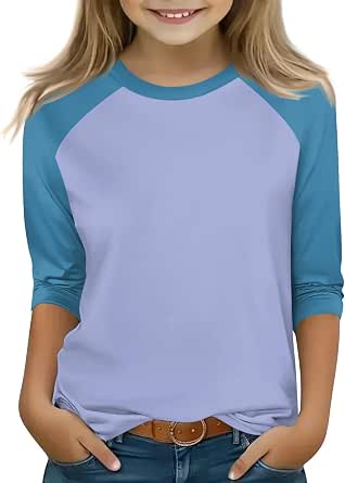 Amazon.com: Summer Tops for Teens V Neck 3/4 Length Sleeve Crewneck ...