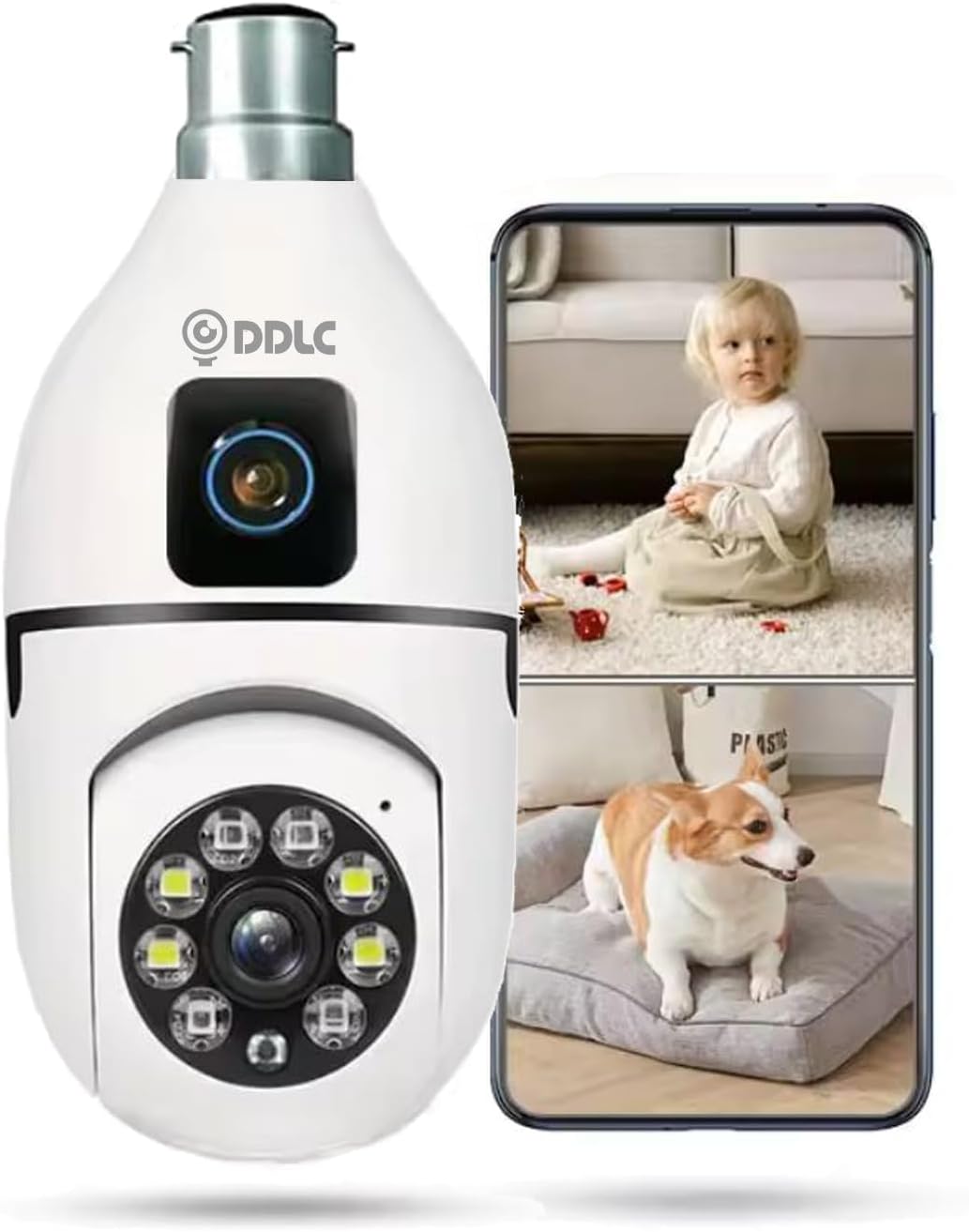 Buy DDLC Light Bulb Security, Dual Lens Camera 4mp Light Bulb Camera ...