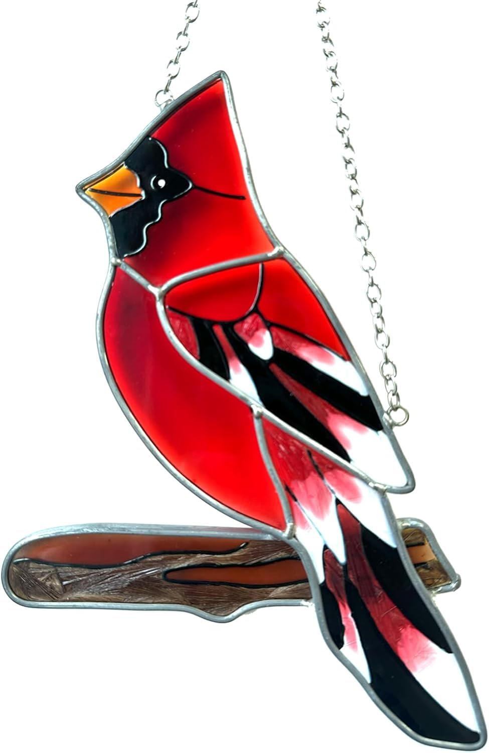 Amazon.com: Red Cardinal Decor Stained Glass Bird Window Hanging ...