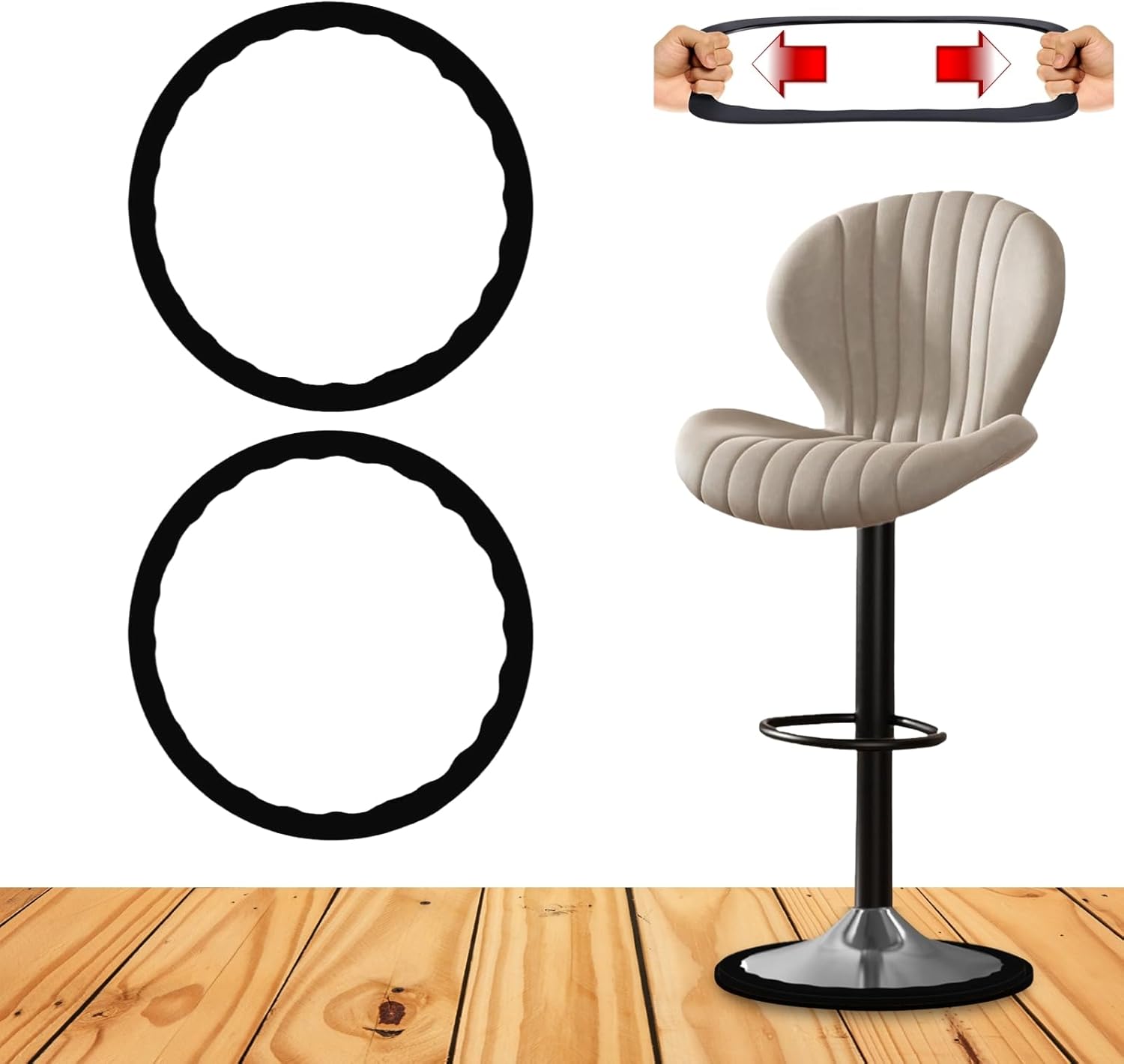 2PCS Bar Chair Leg Floor Protector Ring,Retractable Black Silicone Bar ...