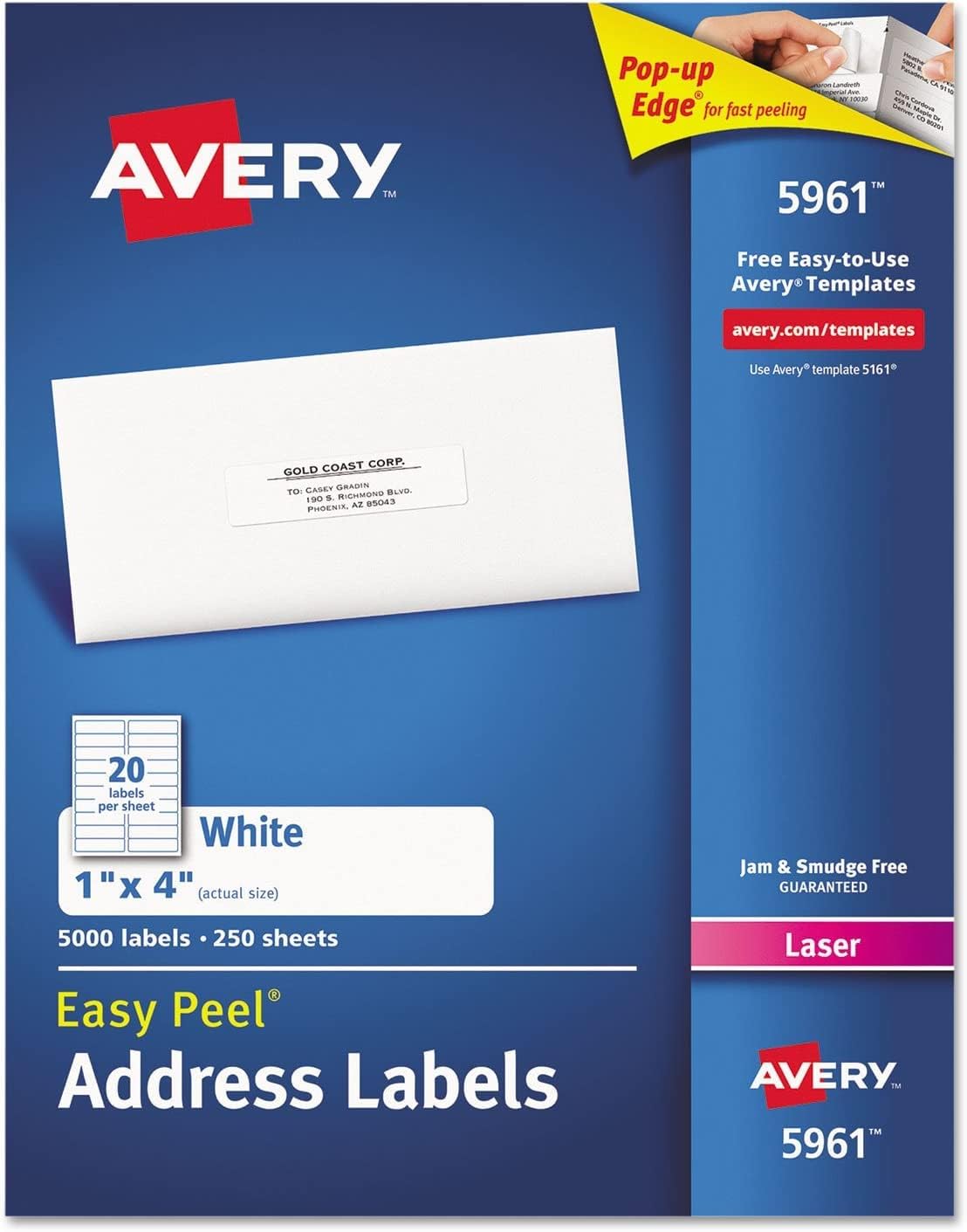 Amazon.com : Easy Peel Mailing Address Labels, Laser, 1 x 4, White ...