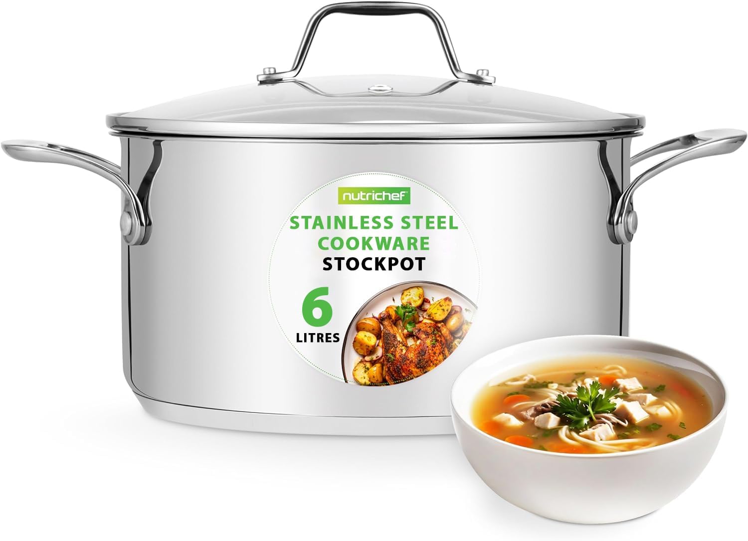 NutriChef Large Stainless Steel Stock Pot with Lid - Big Soup Pot ...