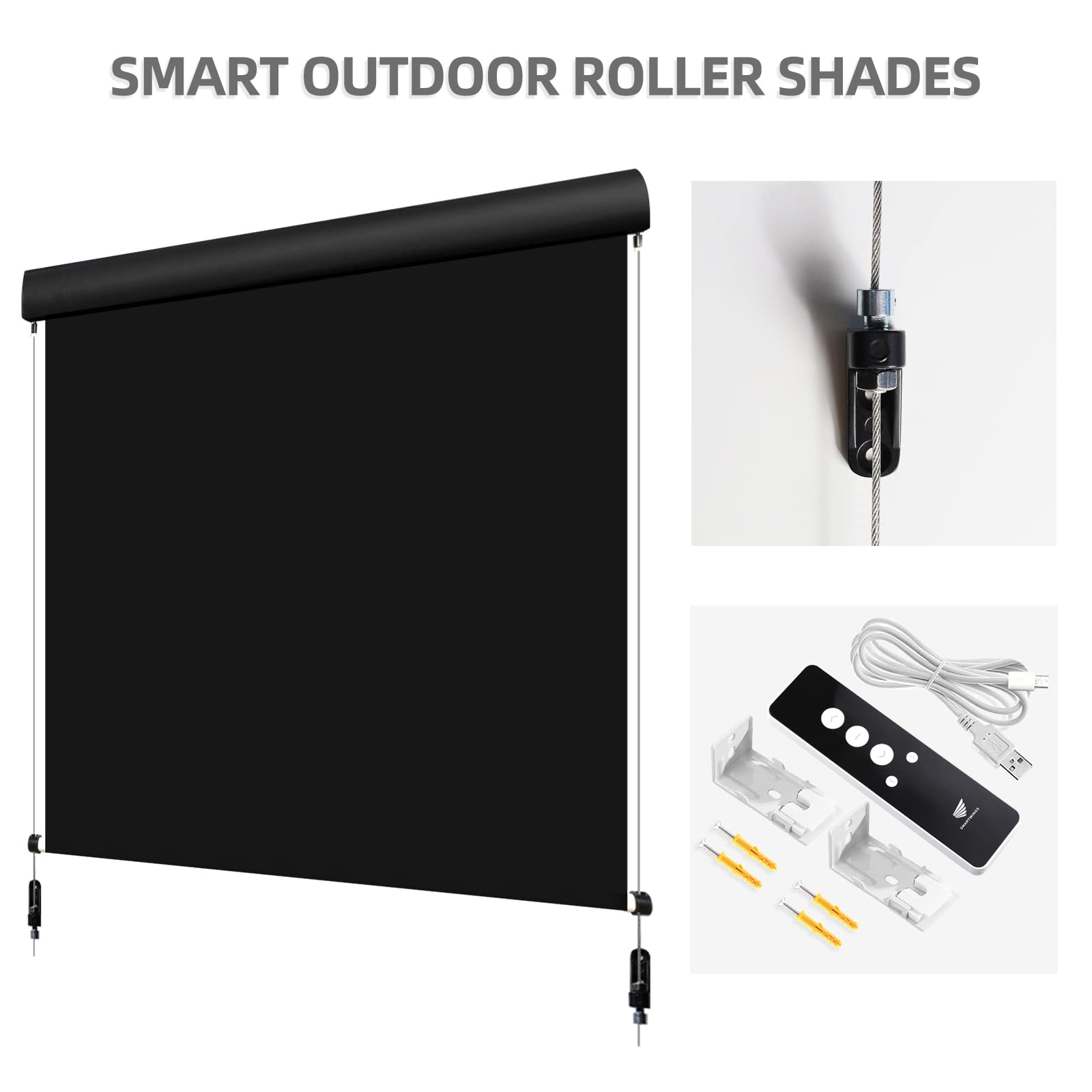 SmartWings Motorized Patio Shades Roll Up Outdoor Blinds for Porch ...
