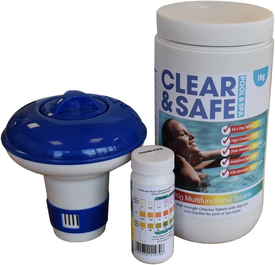 Clear & Safe 1kg Multifunction Chlorine Tablets 50 x 20g Tablets ...