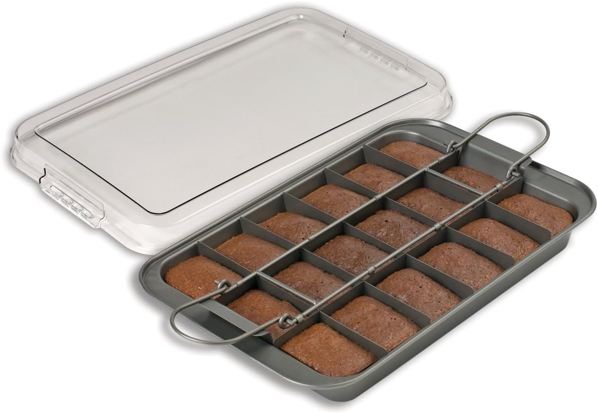Amazon.com: Chicago Metallic Non-Stick Slice Solutions Brownie Pan with ...