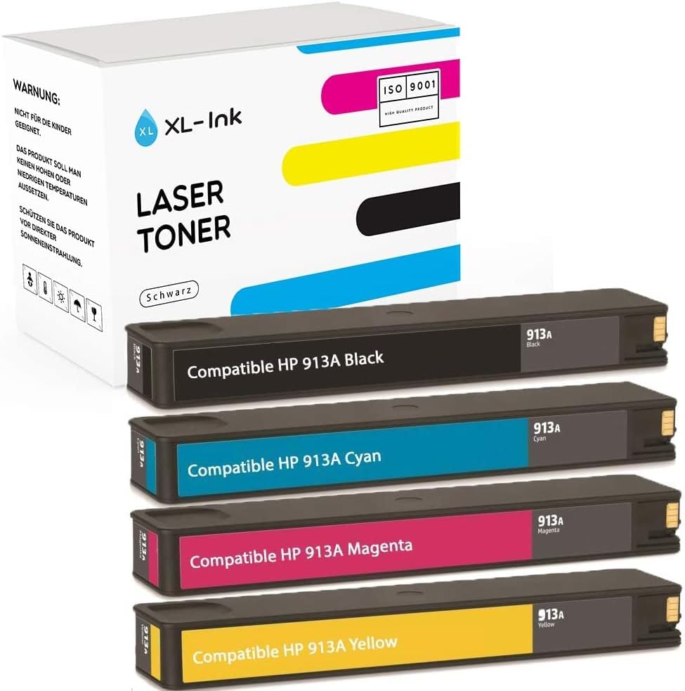 XL-Ink Compatible avec HP 913A 4 pièces (CMYK: HP L0R95AE, F6T77AE ...