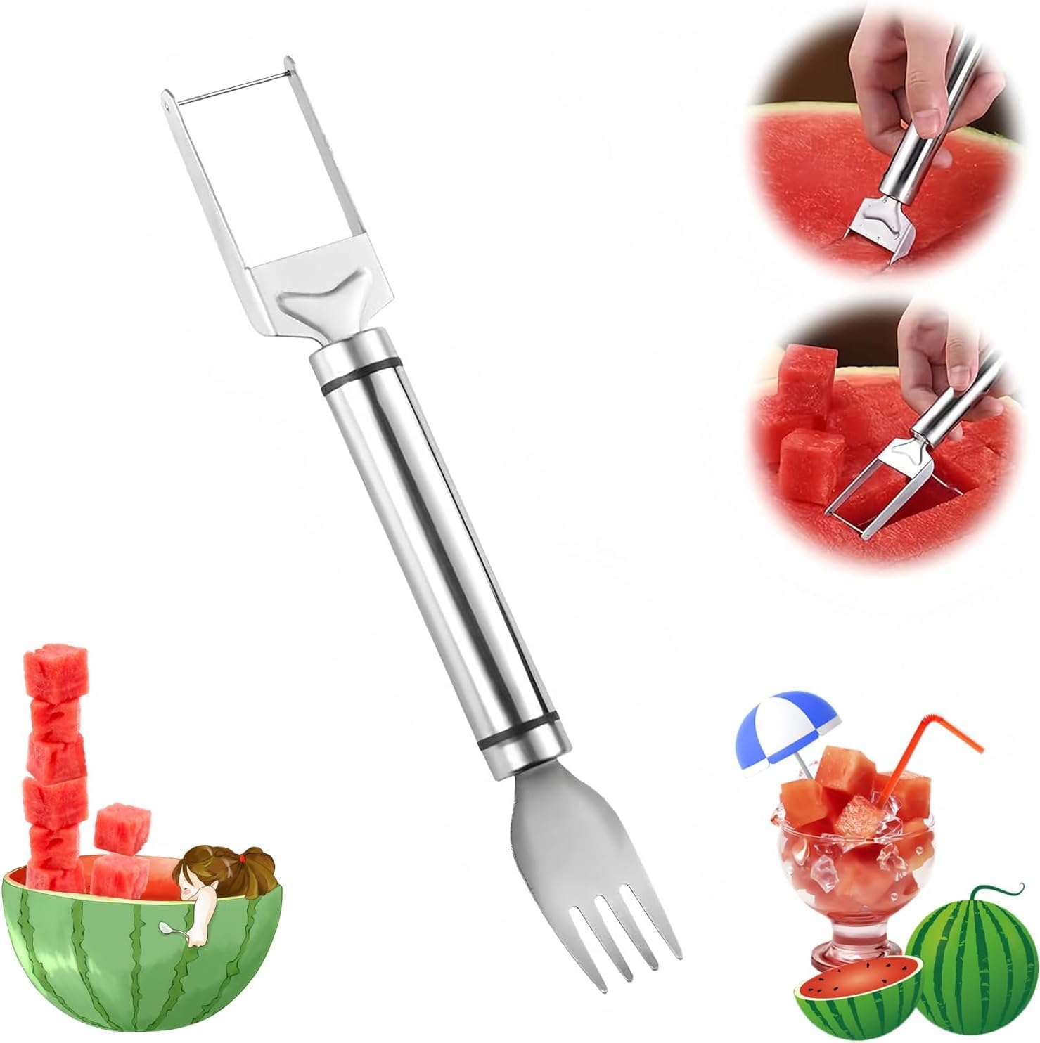 Amazon.com: 2025 Watermelon Cutter, 2-in-1 Stainless Steel Fruit Knife ...
