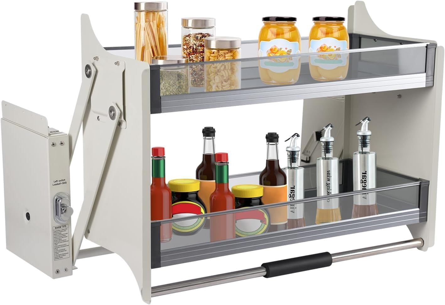 Amazon.com: Eypkaol Pull Down Shelf, Folding 2-Tier Drop Down Cabinet ...