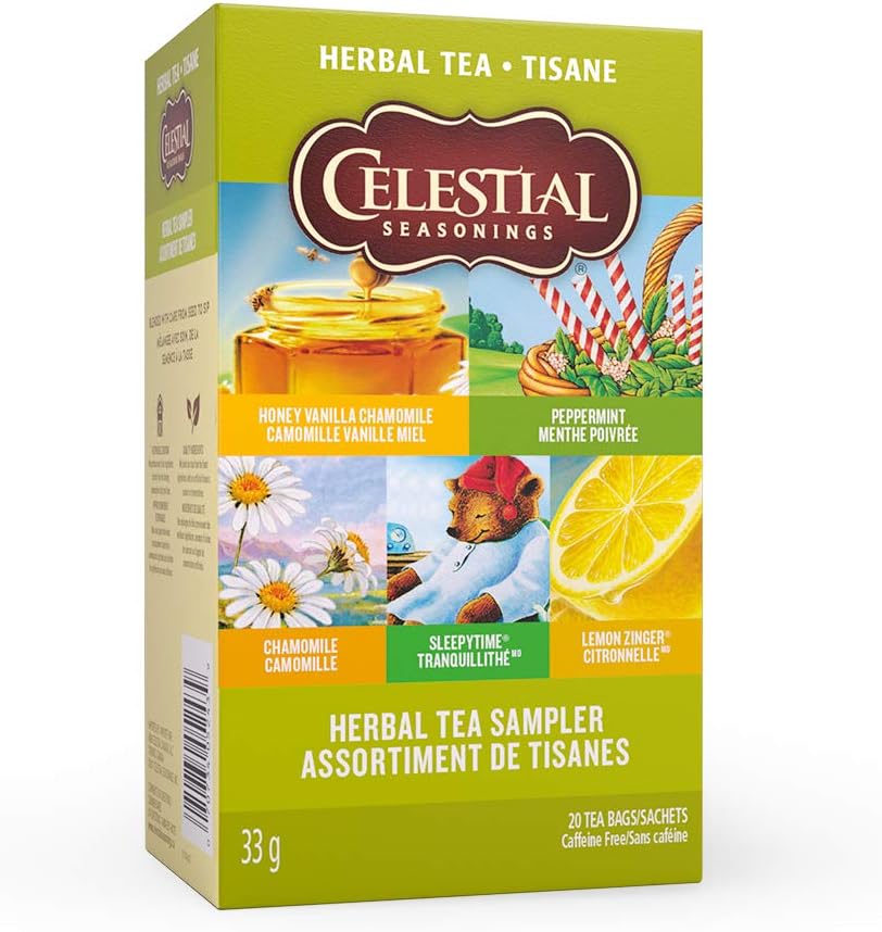 Celestial Seasonings Herbal Tea Sampler, 20 Tea Bags per Box, 1 Box ...