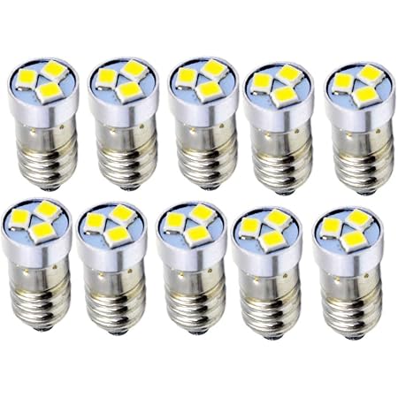 Ruiandsion 10pcs 12V E10 LED Bulb White/Blue/Red/Green/Yellow E10 Base ...