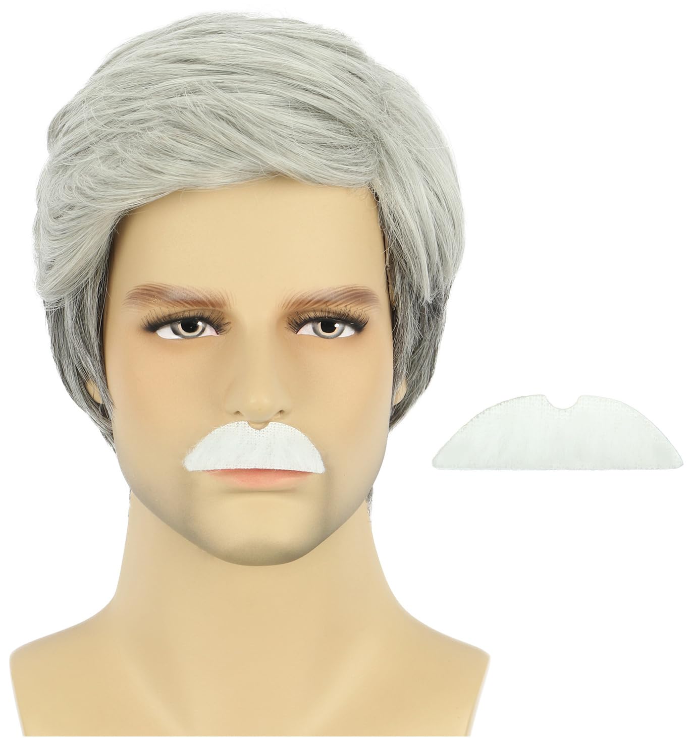 Amazon.com: karlery Old Man Grandpa Short Grey and White Wig with ...
