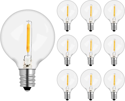 10 Pack G40 1W LED Bulbs Outdoor 220V, Edison E12 Screw Base, Warm ...