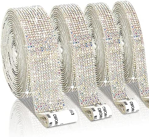 Amazon.com: EANLOLY 4 Rolls Self Adhesive Crystal Rhinestone Ribbon ...