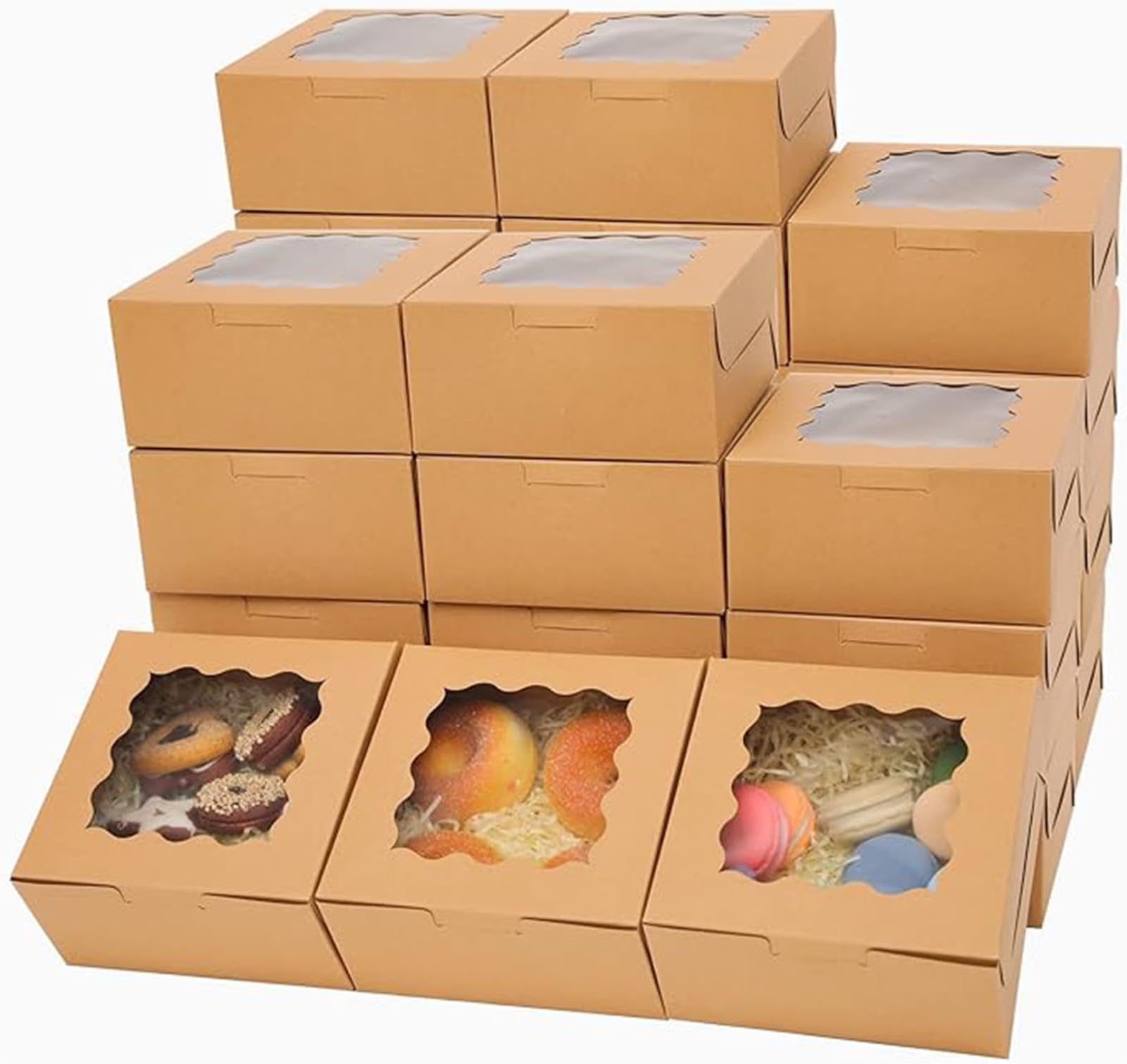 Amazon.com: Juvale 50 Pack 6x6 Dessert Boxes with Window, Bulk Bakery ...