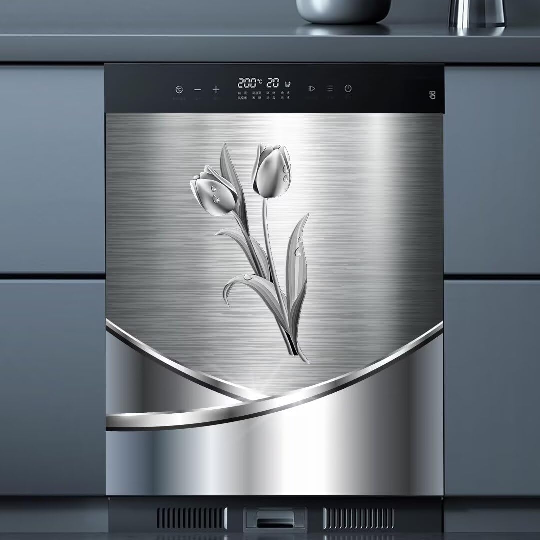 Amazon.com: MLGB Tulips Kitchen Decoration Stainless Steel Dishwasher ...