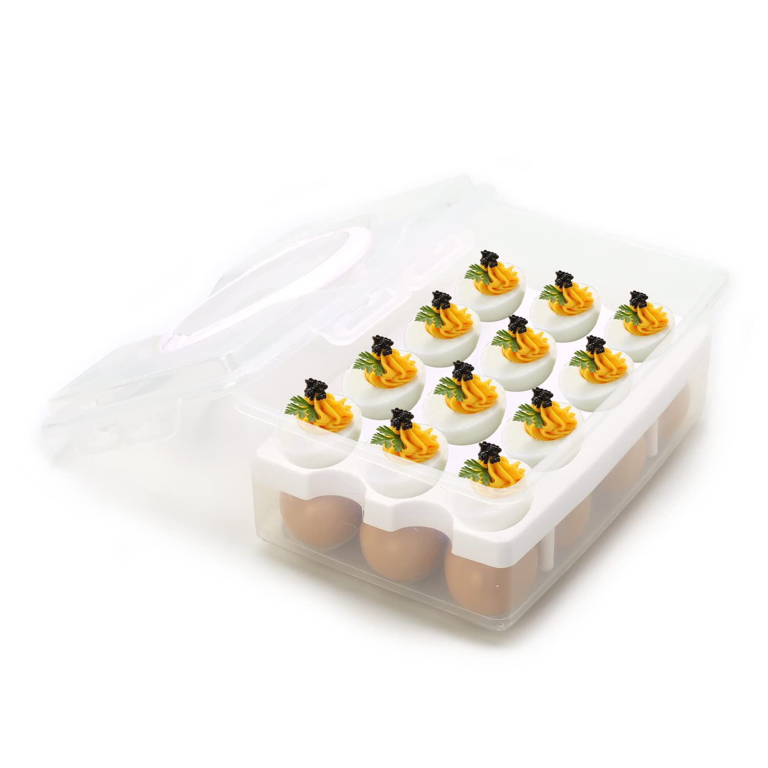2 Tiers Egg Container Deviled Egg Carrier Eggs Holder 1348