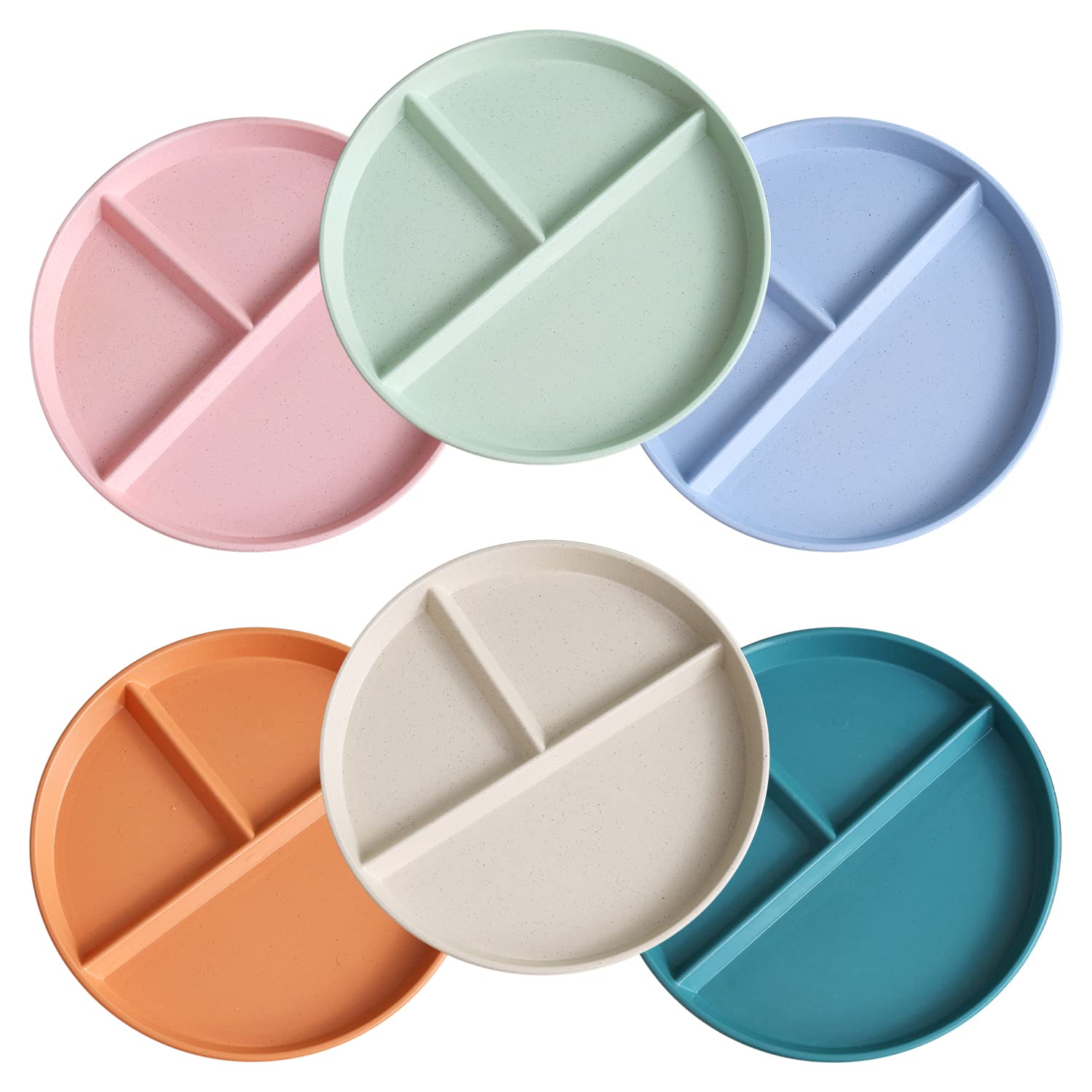 Amazon.com | MdakeGo 9 Inches Wheat Plastic Round Gridded Dinner Plate ...