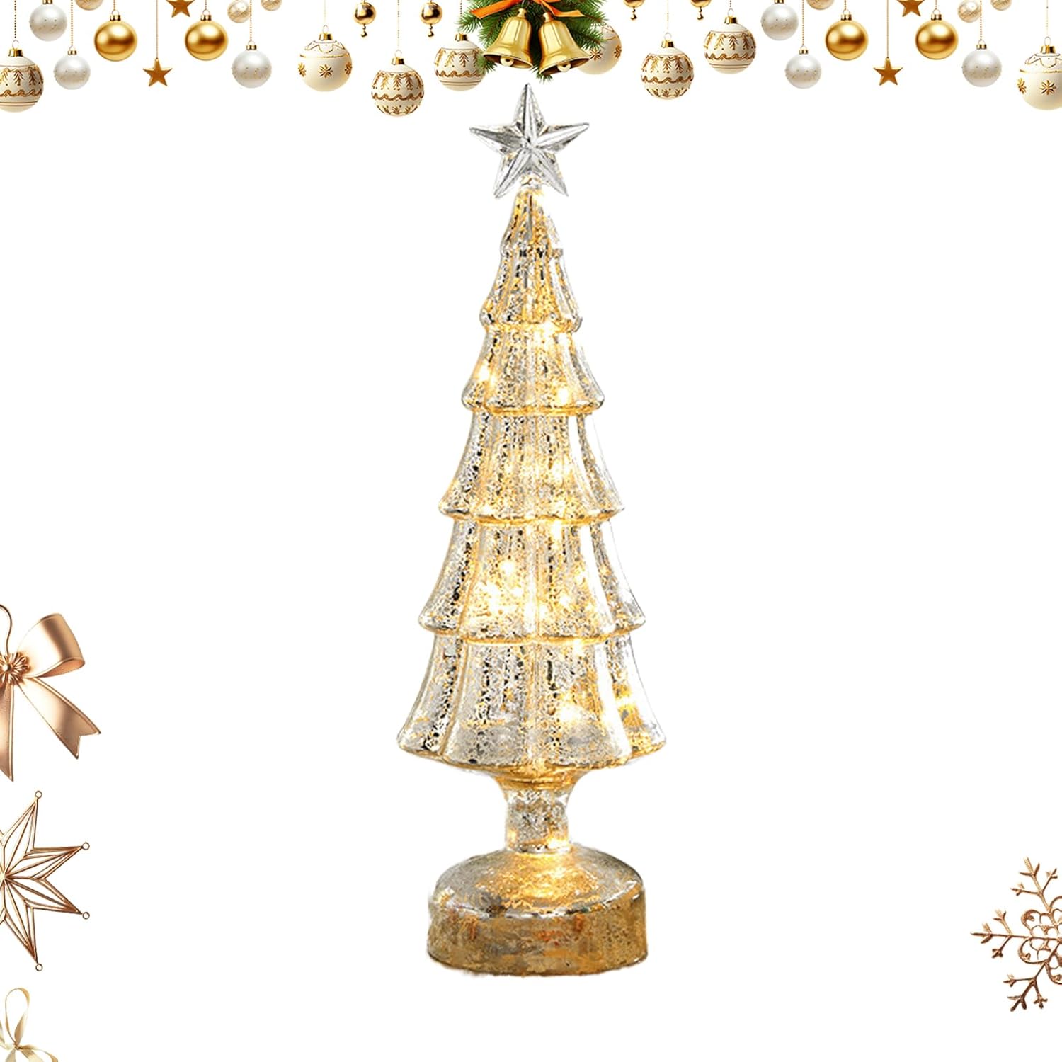 Amazon.com: Illuminated Mercurys Glass Christmas Tree, LED Christmas ...