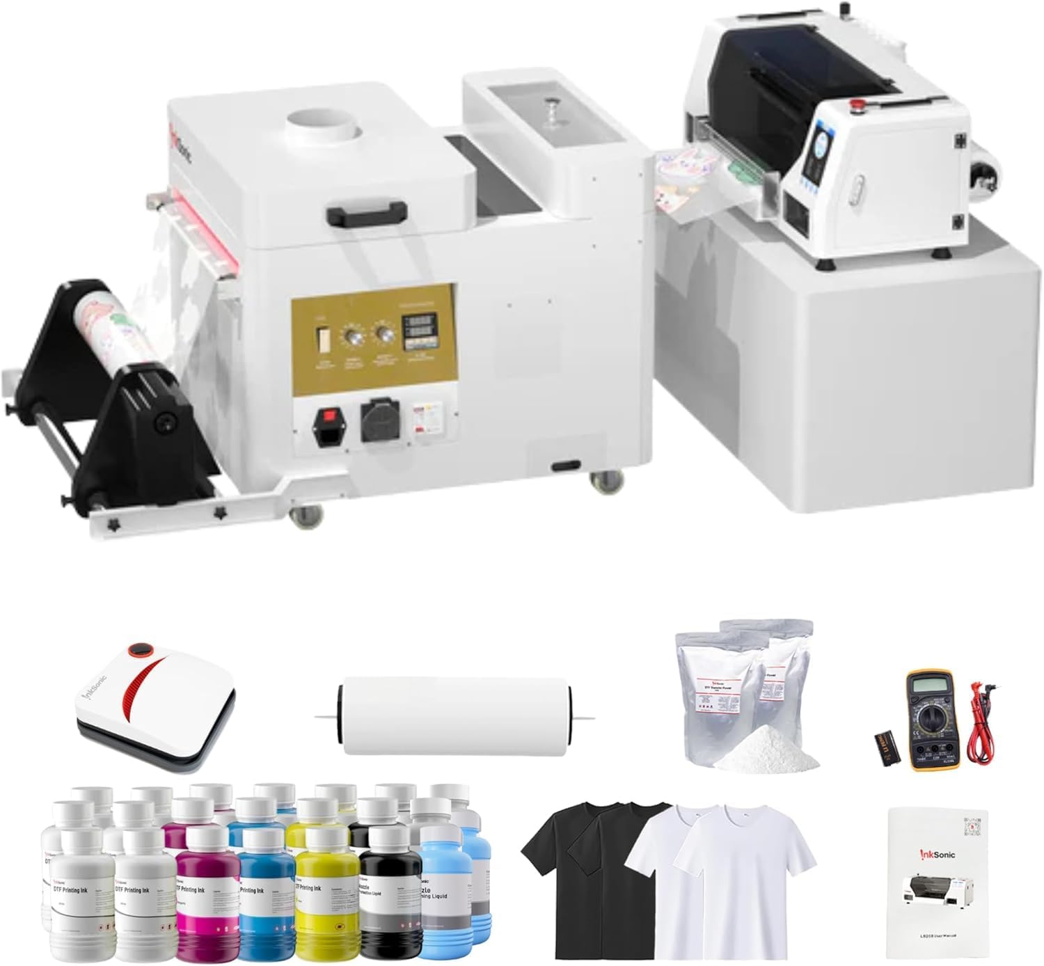 Amazon.com : InkSonic Dual XP600 DTF Printer Bundles, 2 Heads XP600 DTF Printer Machine with ...
