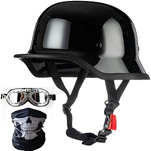 Amazon.com: German Style Motorcycle Helmet, Thin Skull Cap Half Helmet ...