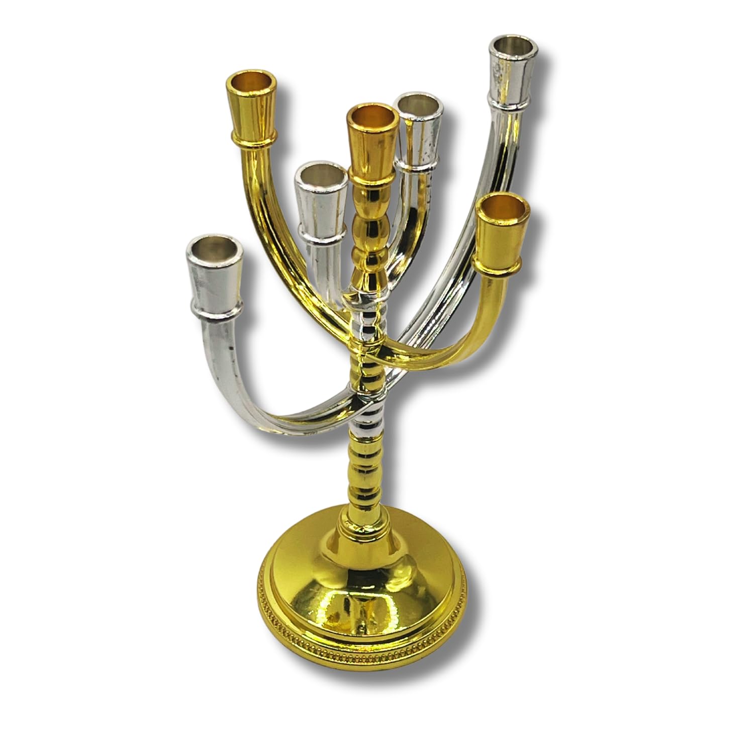 Amazon.com: 3 Arches USA 7 Branch Rotating Metal Temple Menorah ...