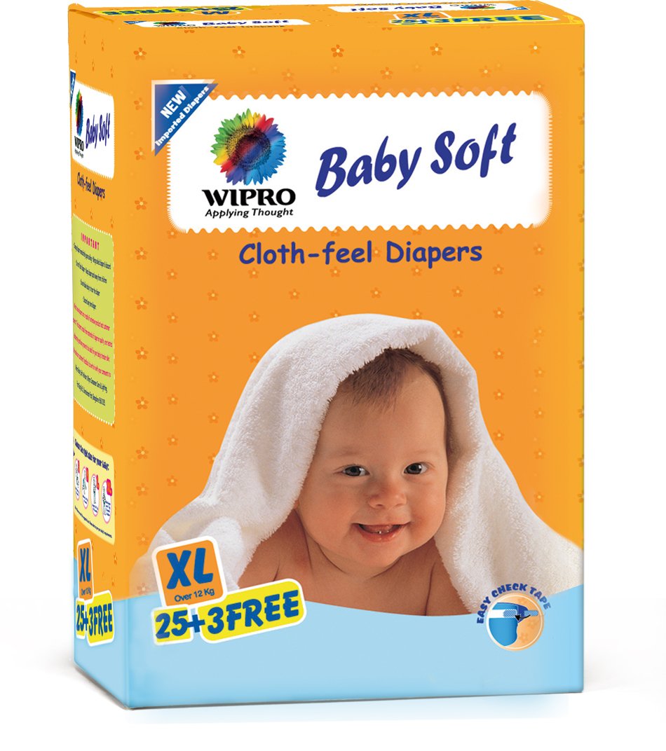 Buy Wipro Baby Soft Cloth-Feel Extra Large Size Diaper (28 Count ...