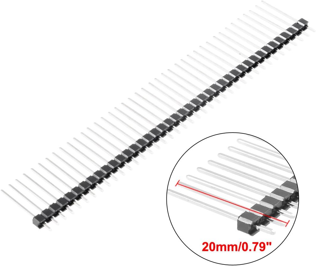 Sourcingmap 30Pcs 2.54mm Pitch 40-Pin 20mm Length Single Row Straight ...