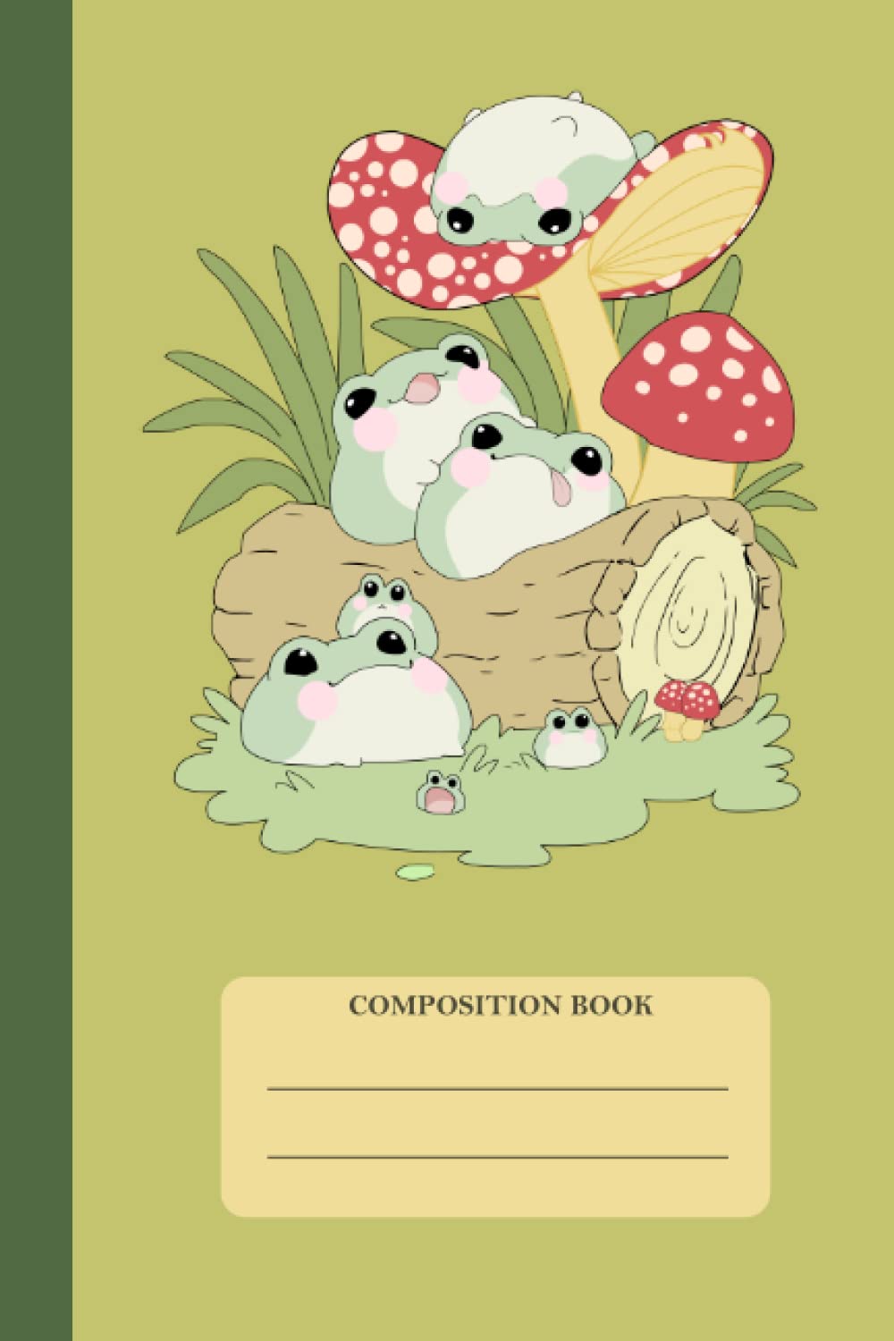 Composition Book: Cottagecore Aesthetic Frog Lying on Mushroom Cute ...