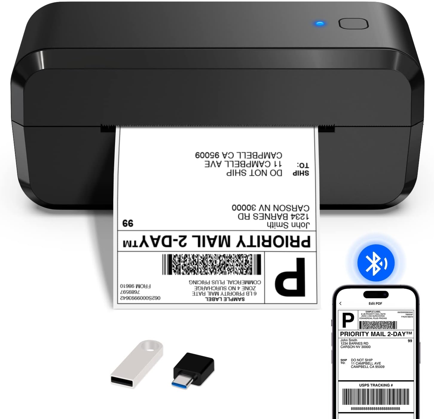 Amazon.com : LIIUU Bluetooth Thermal Shipping Label Printer, 4x6 Label ...