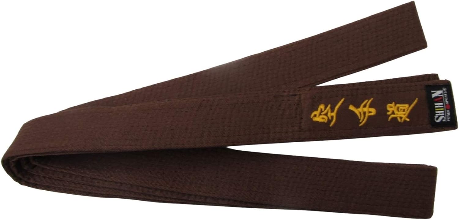 Shihan Brown Karate Belt with GOLD Embroidery in Japanese 320cm For Men ...