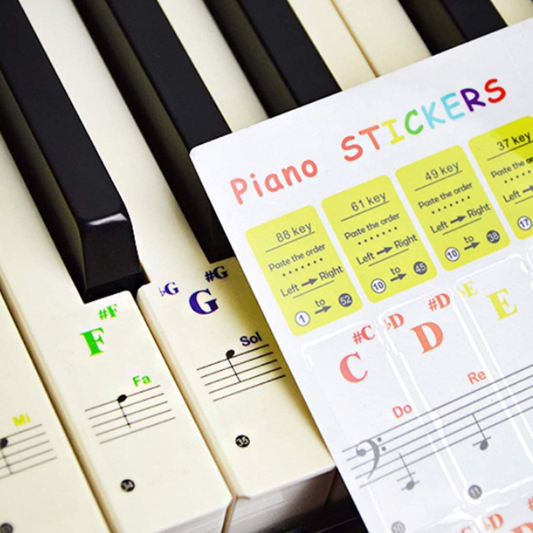 BESTOR Piano Keyboard Stickers for Beginners 88/76/61/54/49/37 Keys ...