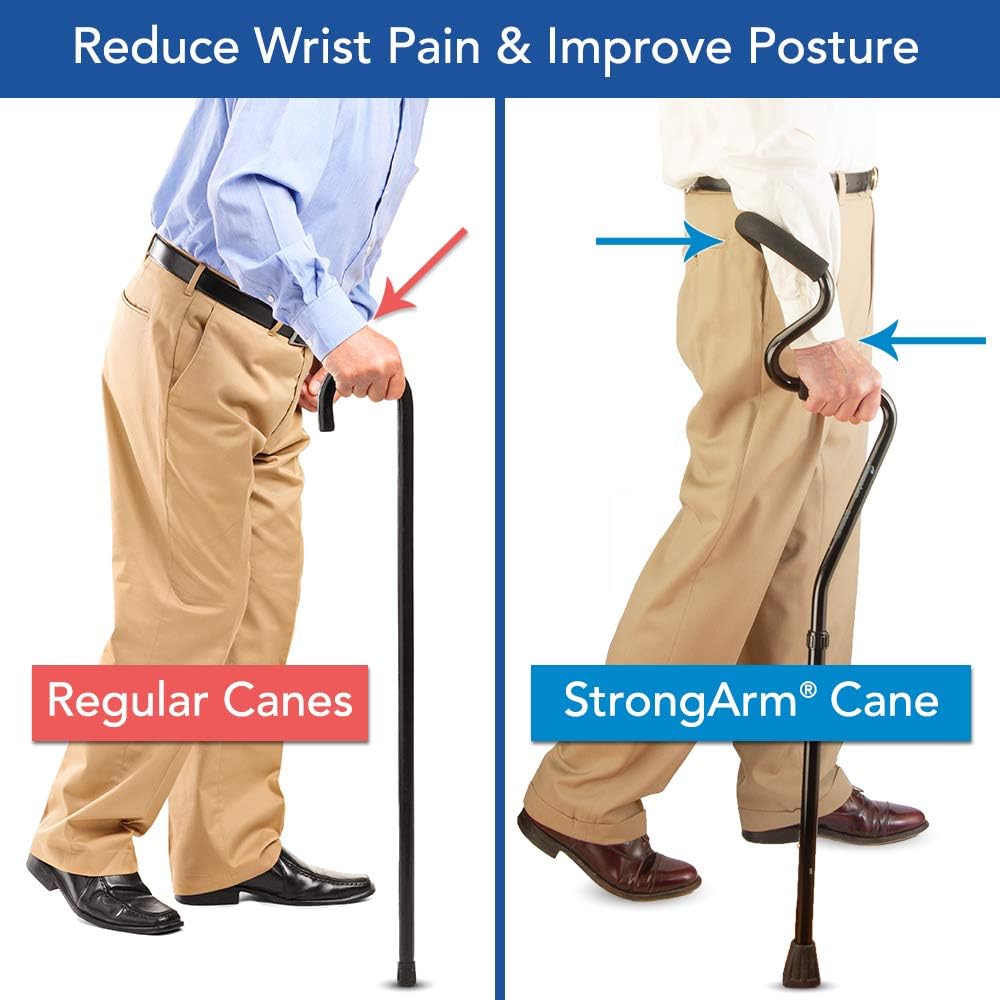 StrongArm Comfort Cane + Lightweight Adjustable Walking Cane ...
