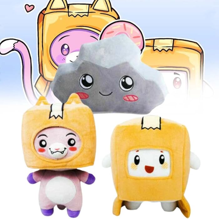 Buy 3Pcs Lankybox Plush Set,Boxy+Foxy+Rocky Anime Soft Toy,Removable ...