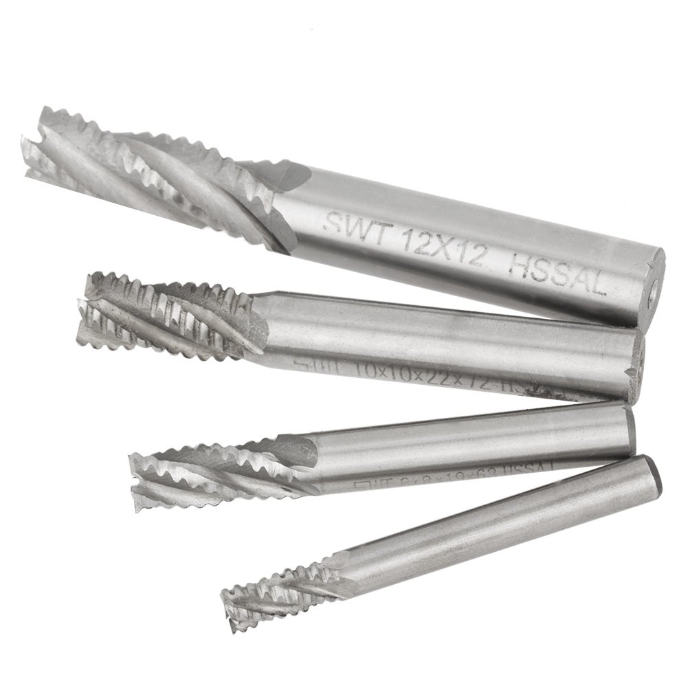 Amazon.com: Yosoo 4pcs 4 Flutes HSS Roughing End Mill CNC Router Spiral ...