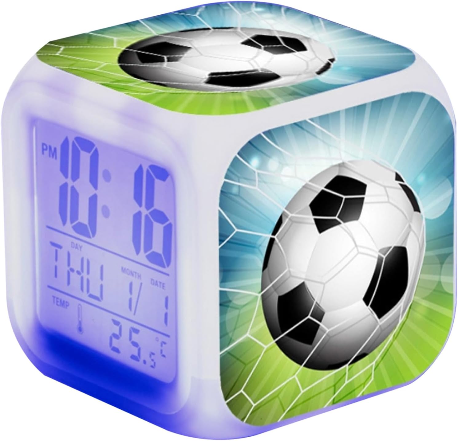 Football Clock Kids Digital Clock Cube Football Alarm Clocks with ...